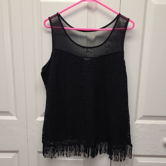 Dots | Tops | Dots Black Sheer Lace Fringe Blouse Cowgirl Whimsigoth ...
